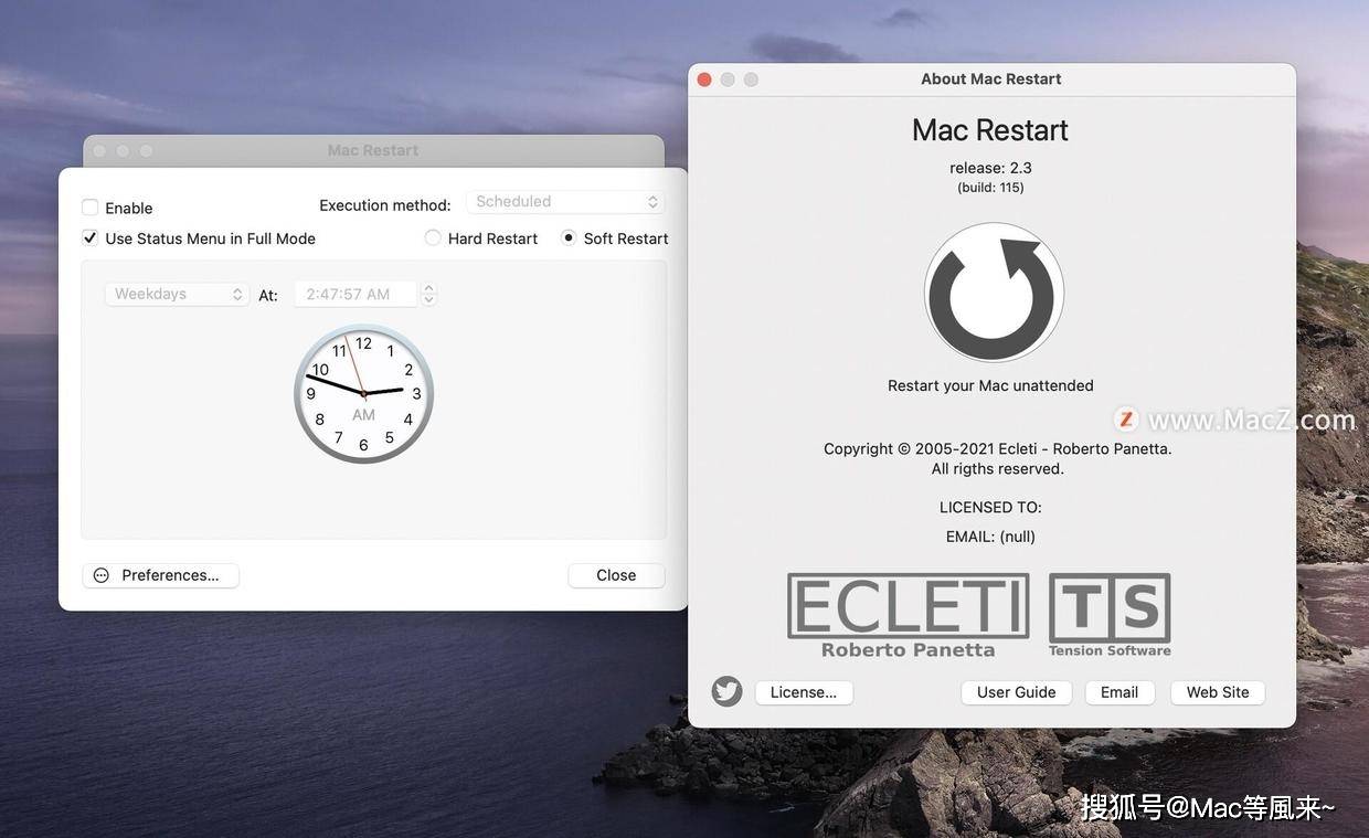 Mac Restart for Mac(系统自动重启应用软件)_重新启动