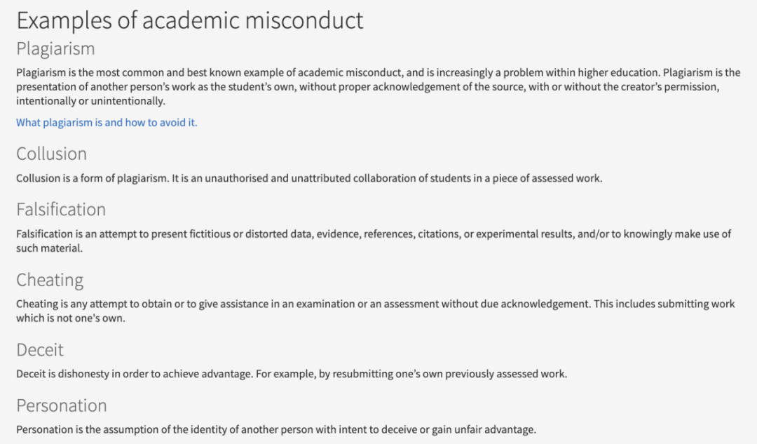 国外大学对于学术不端(Academic Misconduct)处理办法_行为