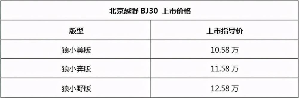 指导价10.58-12.58万元 北京越野“小战狼”BJ30正式上市_搜狐汽车_搜狐网
