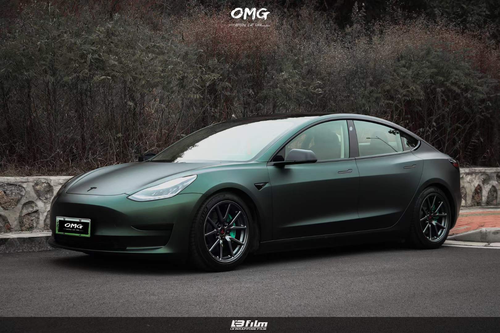 特斯拉-3汽车贴膜LBFILM改色膜-PET仙棕绿_搜狐汽车_搜狐网