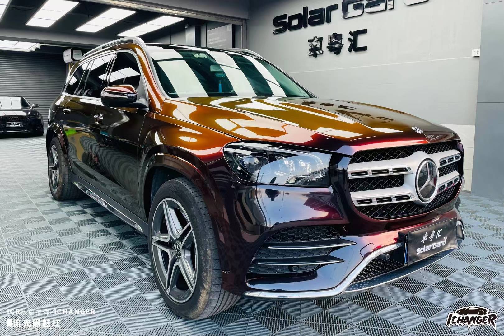 奔驰GLS450-Ichanger改色膜流动黑魅红，流动质感_搜狐汽车_搜狐网