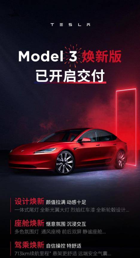 特斯拉Model3焕新版交付：25.99万元起，性能翻倍，搭载HW4.0硬件_搜狐汽车_搜狐网