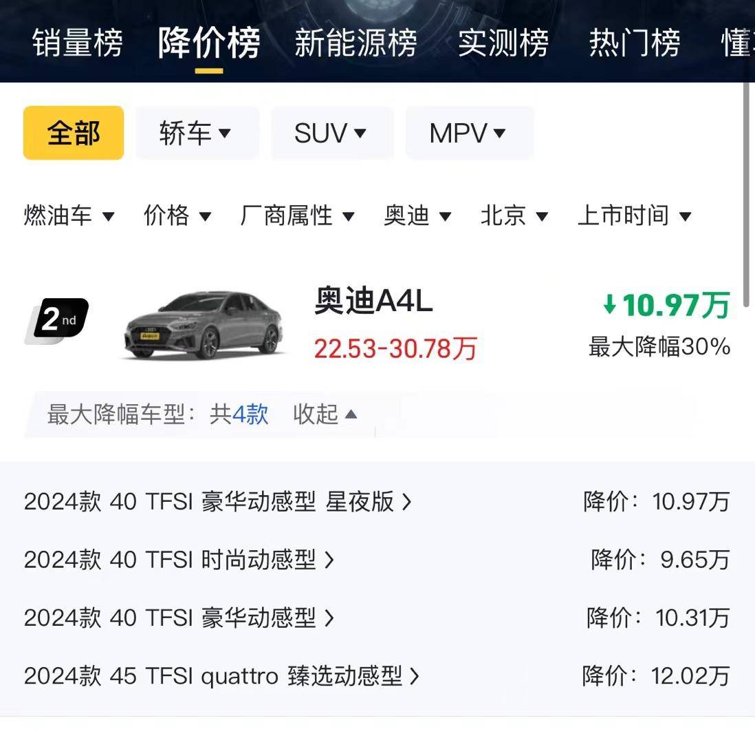 奥迪优惠再刷新！32.5万元能买A6L也能入A4L顶配，难怪月销总过万_搜狐汽车_搜狐网