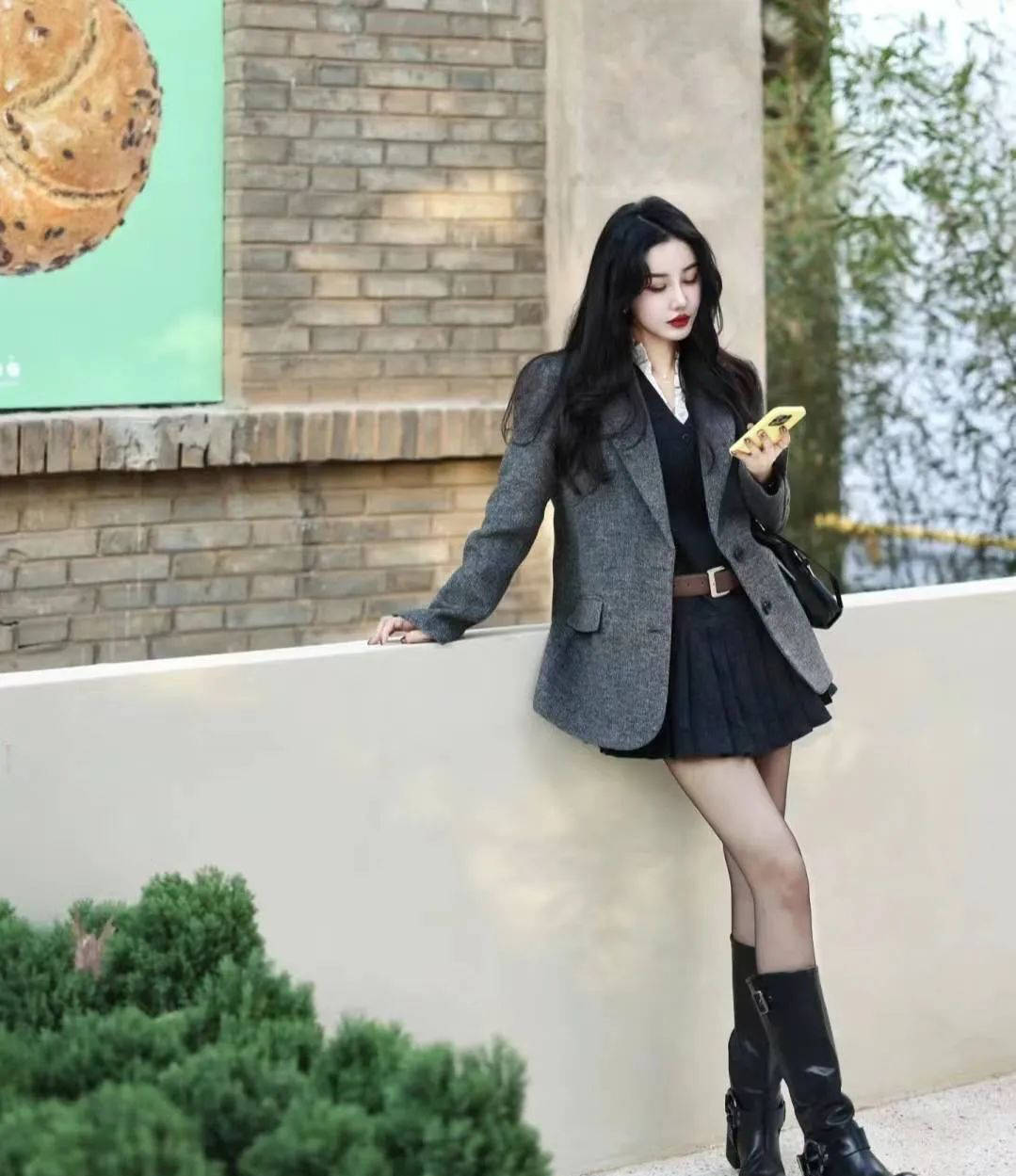 秋冬裙子+靴子简直绝配,保暖藏肉又高级! -6parkbbs.com