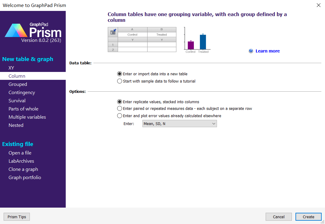 column图 | Graphpad prism8绘图教程 第七期_test