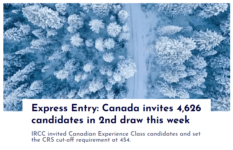 快速通道第174次邀请分数454，只邀请加拿大经验类（CEC）_移民部