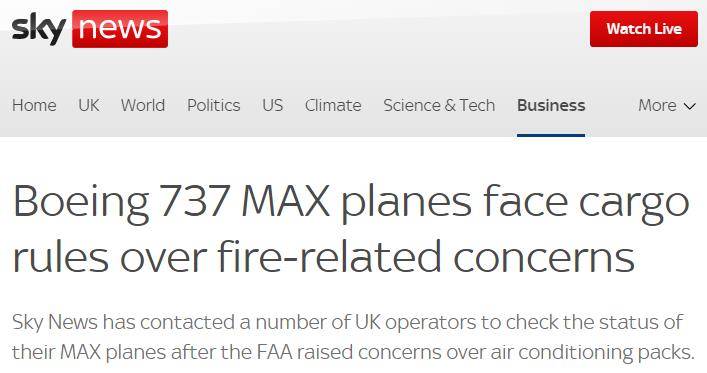 波音737Max等机型再收安全问题指令 或影响全美663架飞机_路透社