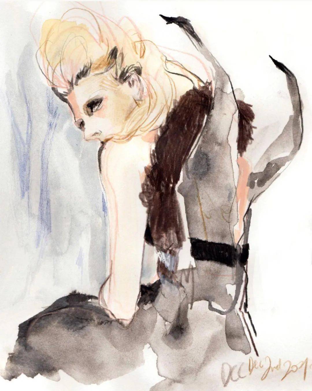 曾任圣马丁、UCA导师的Connie Lim如何绘制时装画？独树一帜的风格与多种材料交织打开了插画世界的大门_艺术_专业_工具