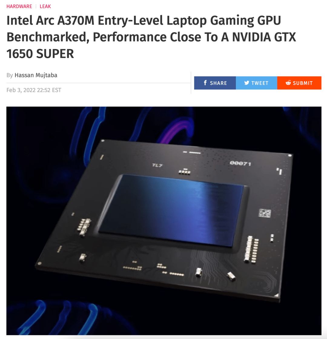 英特尔A370M显卡现身，性能接近GTX 1650 SUPER_mpx_接口_浮动