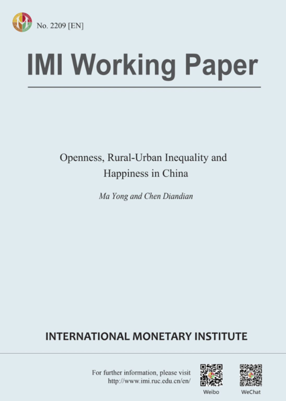 IMI工作论文|马勇等：中国的开放、城乡不平等和幸福感_研究_金融开放_经济