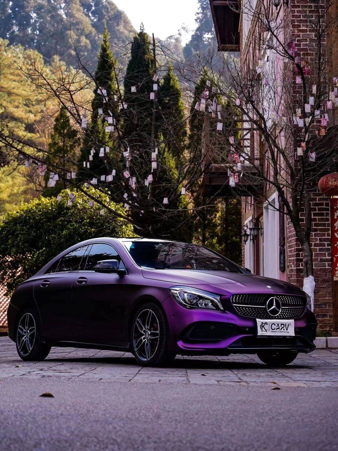 奔驰CLA卡孚CARV改色膜消光比诺紫，质感十足的颜色_搜狐汽车_搜狐网