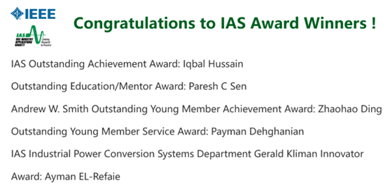 重磅！中国学者斩获2022年度IEEE IAS学会奖，全球仅五位专家获此殊荣_Award_Sen_工业