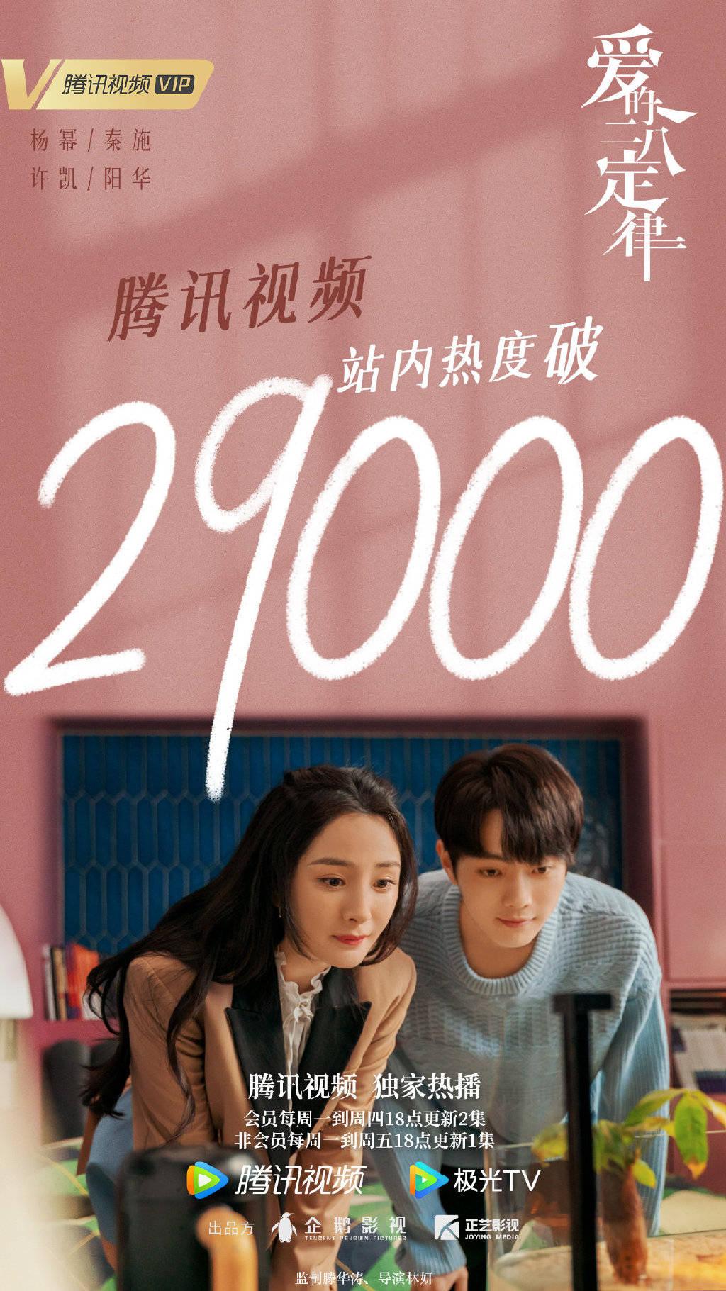 杨幂、许凯《爱的二八定律》腾讯视频站内热度破29000_微博_官方_图片