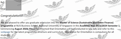 2023 VH Offer | NUS SGF连续获录！祝贺VH学员斩获新国立可持续与绿色金融硕士offer！_项目_学分_挑战