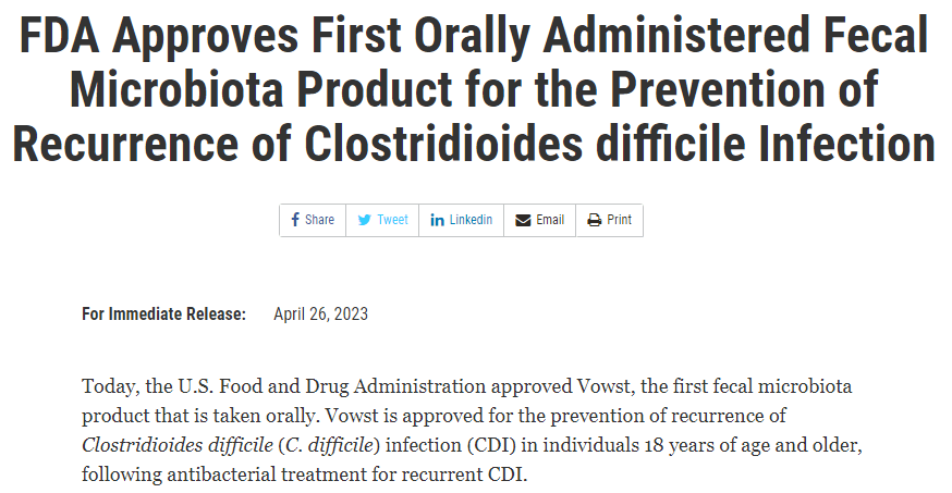 首款口服粪便微生物疗法，获批_Vowst_治疗_肠道