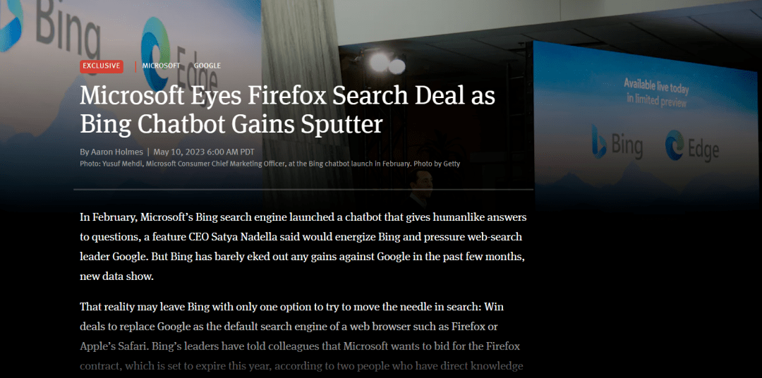微软Bing“开战”谷歌：争夺Firefox的默认搜索引擎_Mozilla_主题_浏览器
