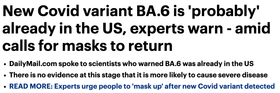 没完没了！又一新变体BA.6可能已经出现！专家发出警报，呼吁再次佩戴口罩_检测_病毒_美国