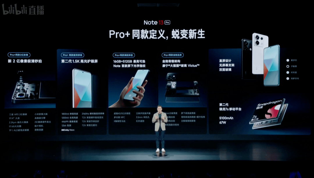 【视频】1399起 红米Note13Pro发布 1.5K直屏/骁龙7sGen2_Redmi_配置_新品