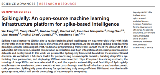 Science Advances | 自动化所与北京大学合作开源深度脉冲神经网络学习框架SpikingJelly_训练_神经系统_模型