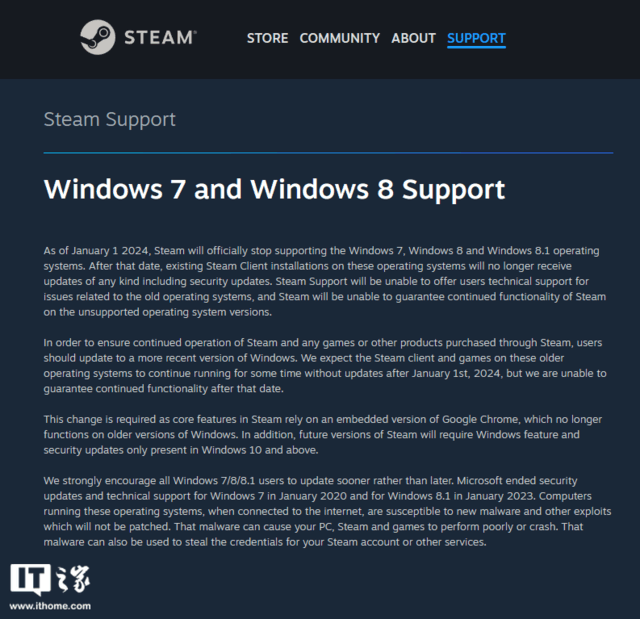 Steam 官方通知：Windows 7/8.1 不再支持 游戏环境发生变化_操作系统_运行_旧版